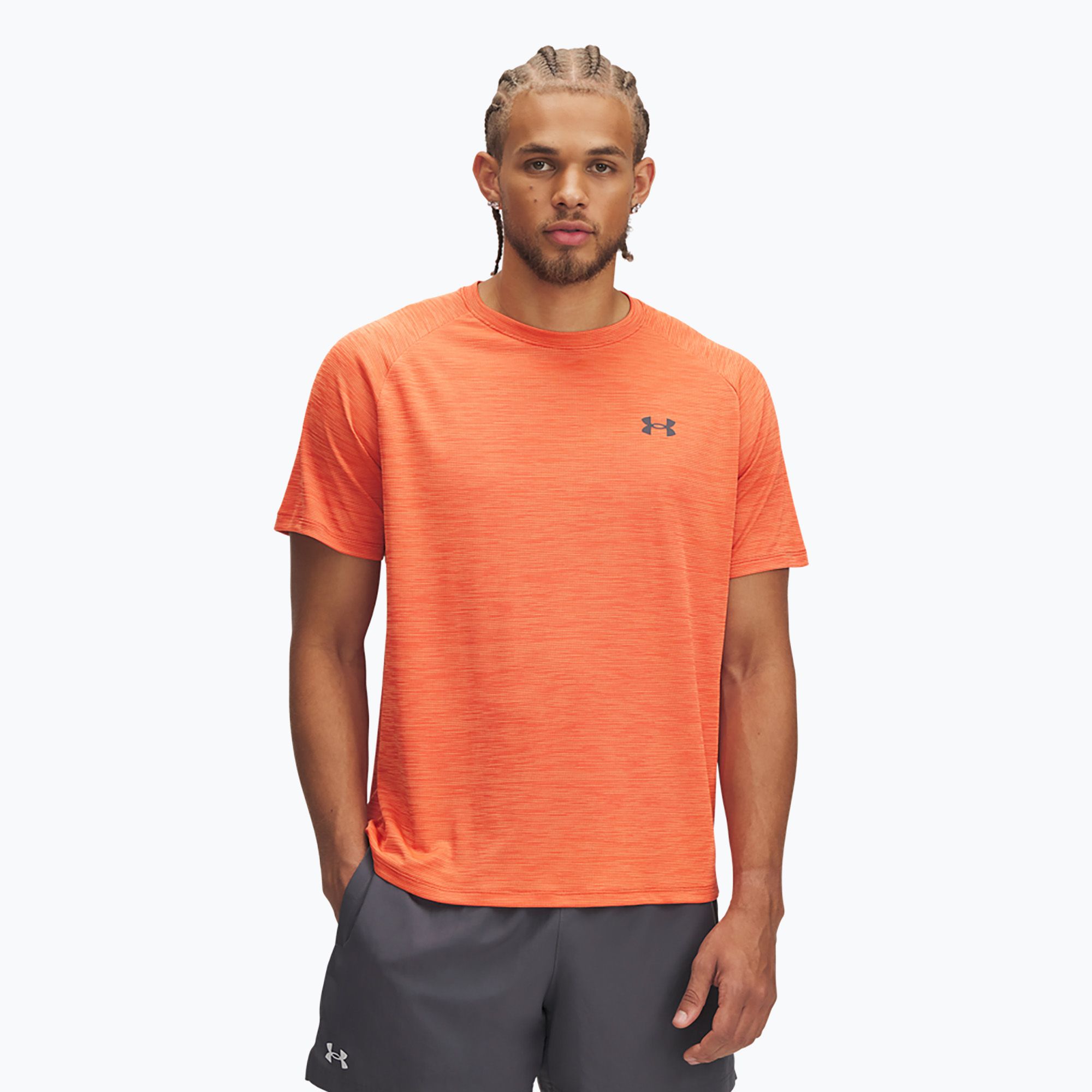 Férfi edzőpóló Under Armour Tech Textured venom red/black (1382796-690 ...