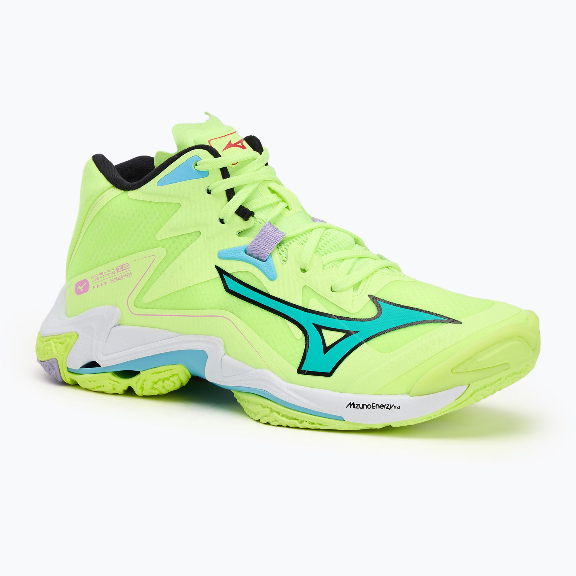 Röplabda cipő Mizuno Wave Lightning Z8 Mid neo lime/black/splish splash (V1GA240511) - Sportano.hu