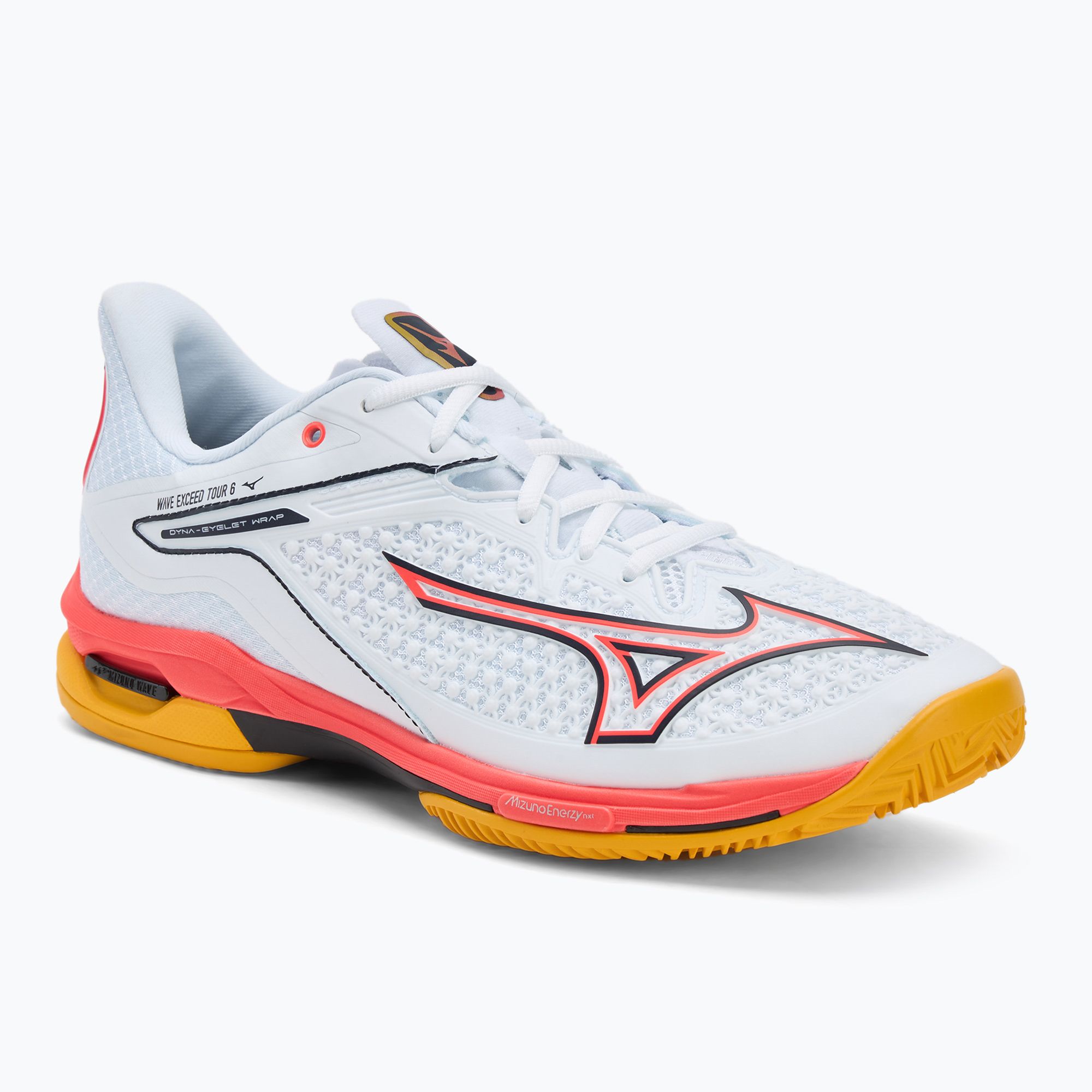 Mizuno Wave Exceed Tour 6 CC teniszcipő fehér/baritonkék/tüzes korall 2 ...