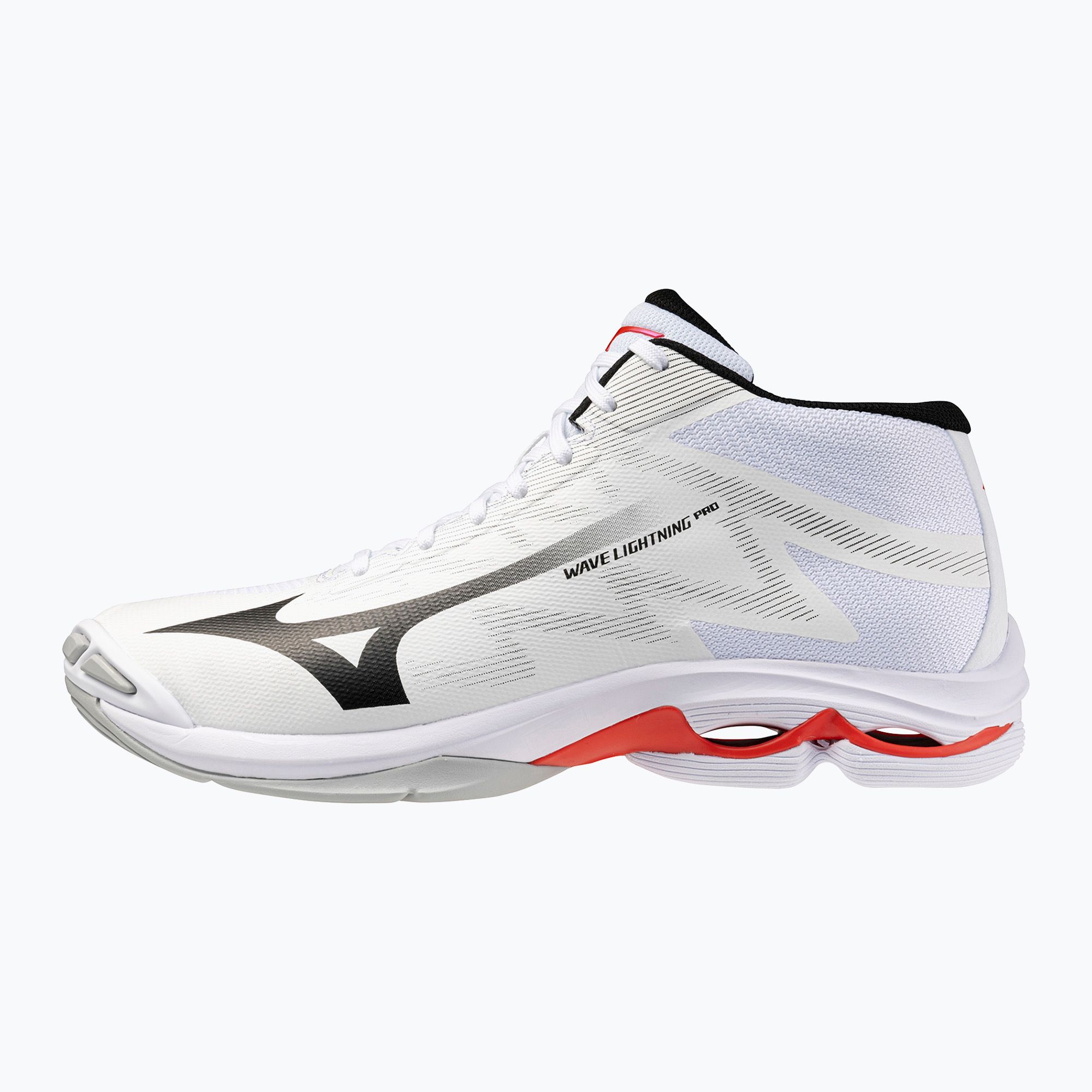 Röplabda cipő Mizuno Wave Lightning Pro Mid white/black/fiery red ...