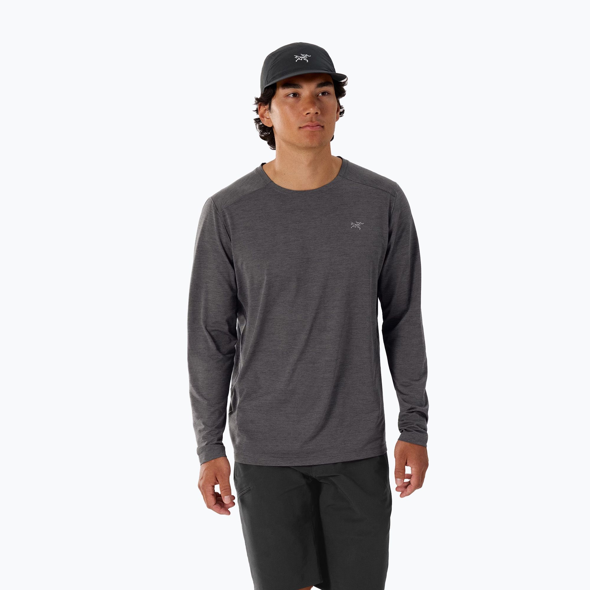 Férfi Arc'teryx Cormac Crew fekete melírozott trekking hosszú ujjú póló ...