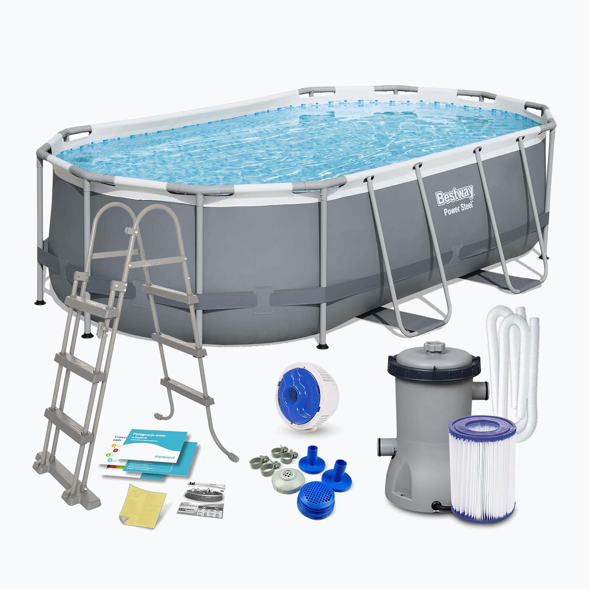 Fémvázas medence Bestway Power Steel Oval Pool Set 427 x 250 cm ...